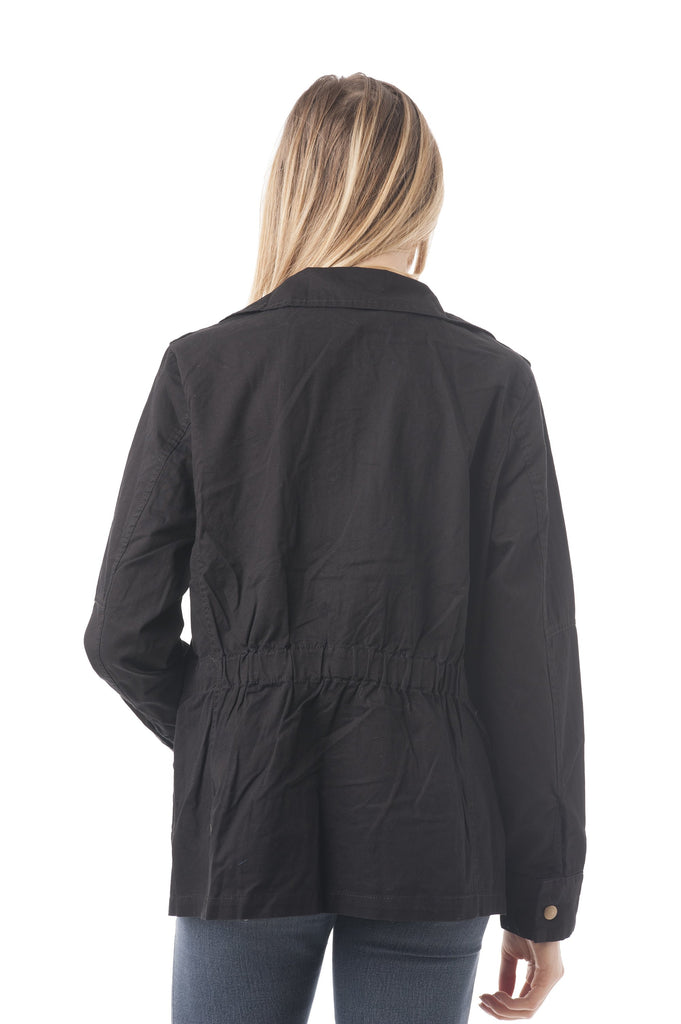 Standing Collar Back Elastic Band Utility Jacket – Khanomak